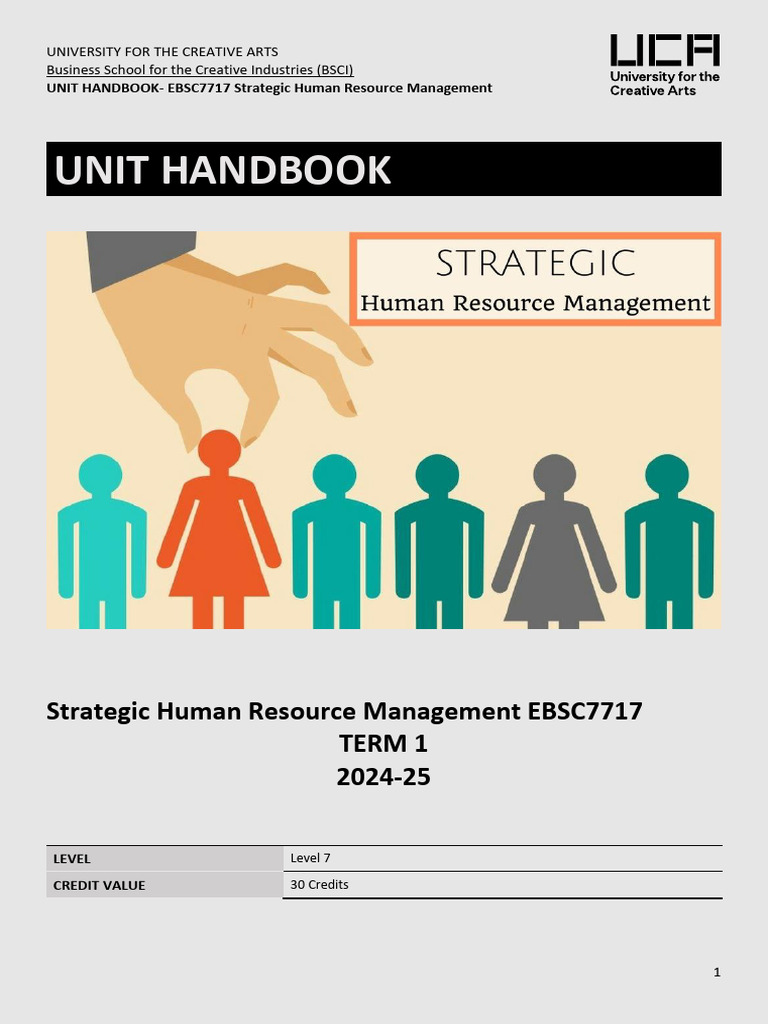 EBSC7717 Strategic Human Resource Management Unit Handbook 2024-25 ...