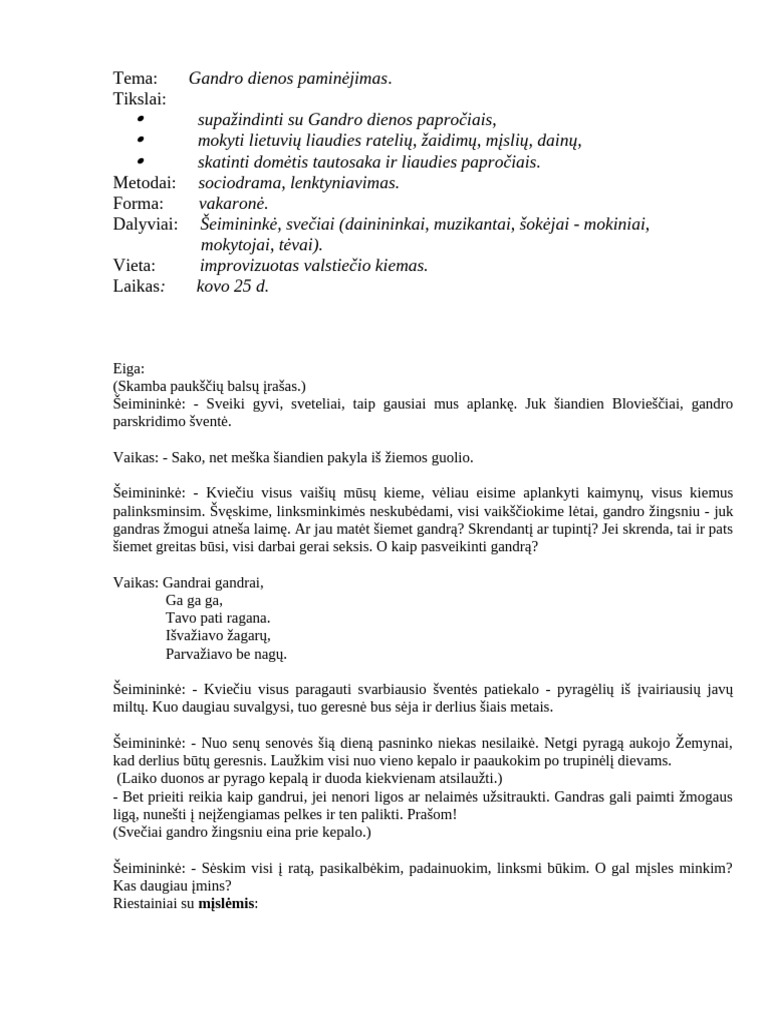 Scenarijus Gandrines | PDF