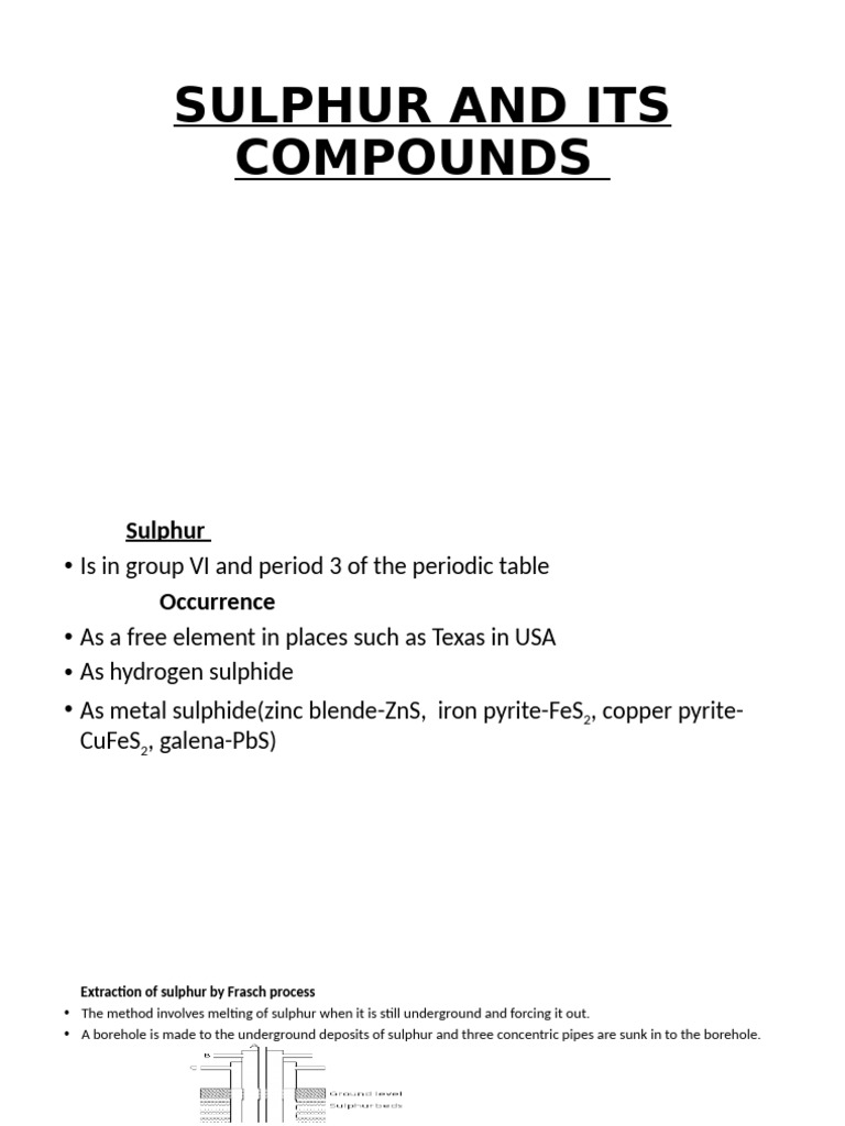 Sulphur and Its Compounds Overview | PDF | Sulfuric Acid | Chemical ...