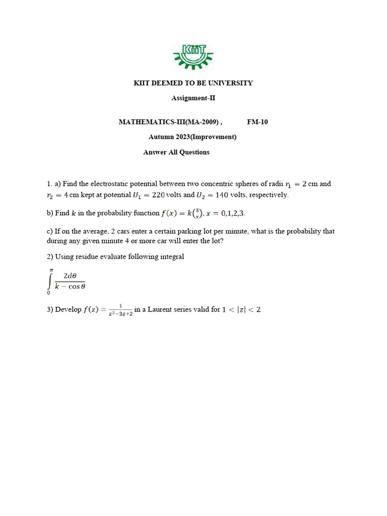 Mathematics III Assignment - Autumn 2023 | PDF
