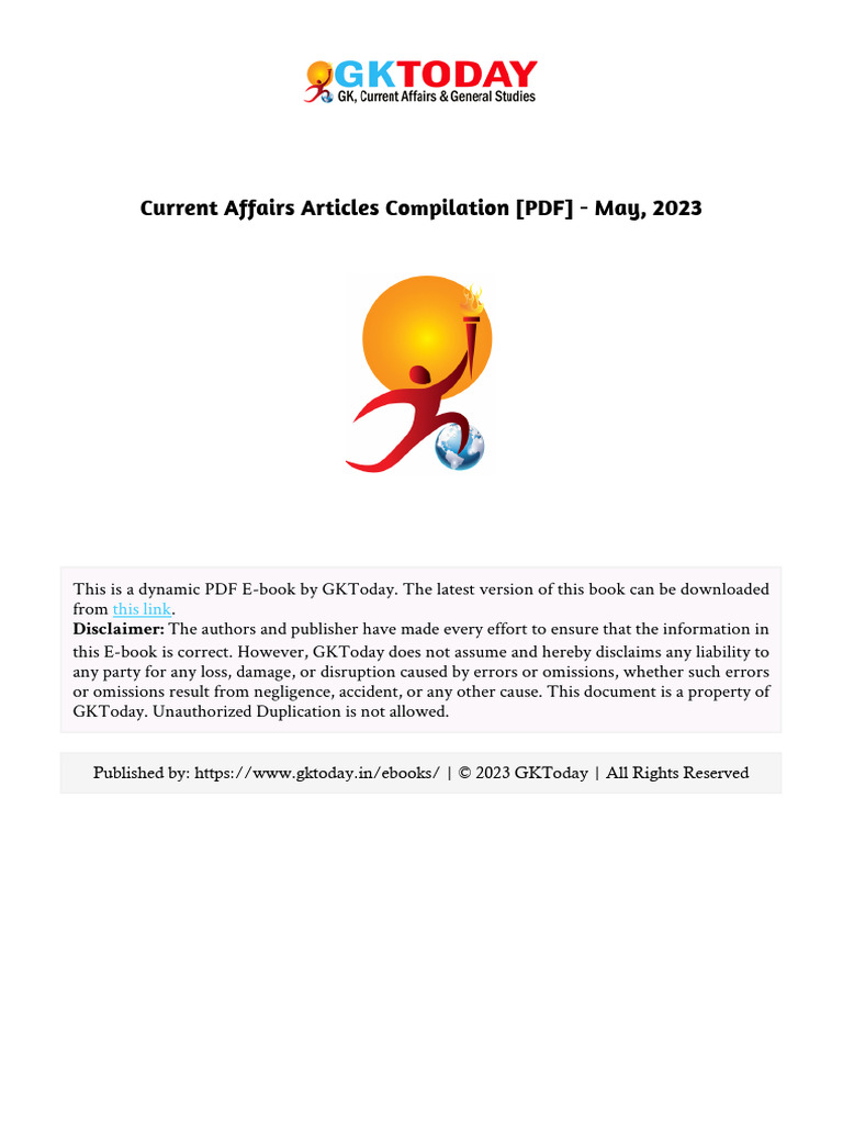 Current Affairs Articles Compilation PDF May 2023 | PDF