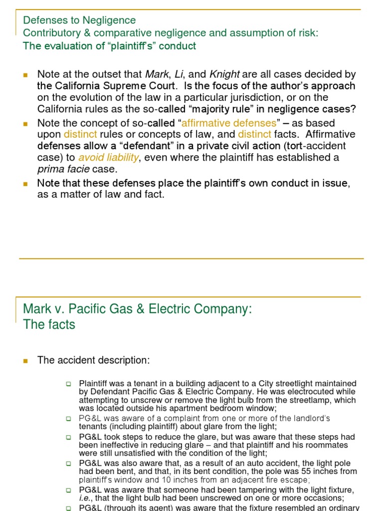 Defenses to Negligence: Contributory, Comparative Negligence ...