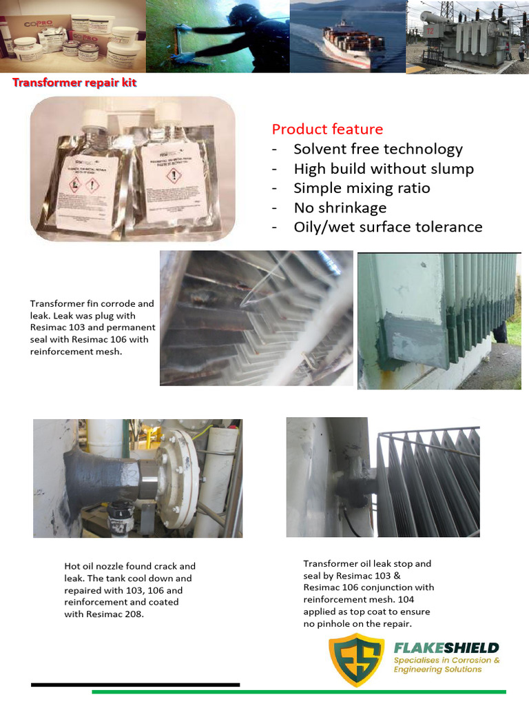 Transformer Oil Leak and Underwater Repair Kit | PDF | Corrosion | Leak