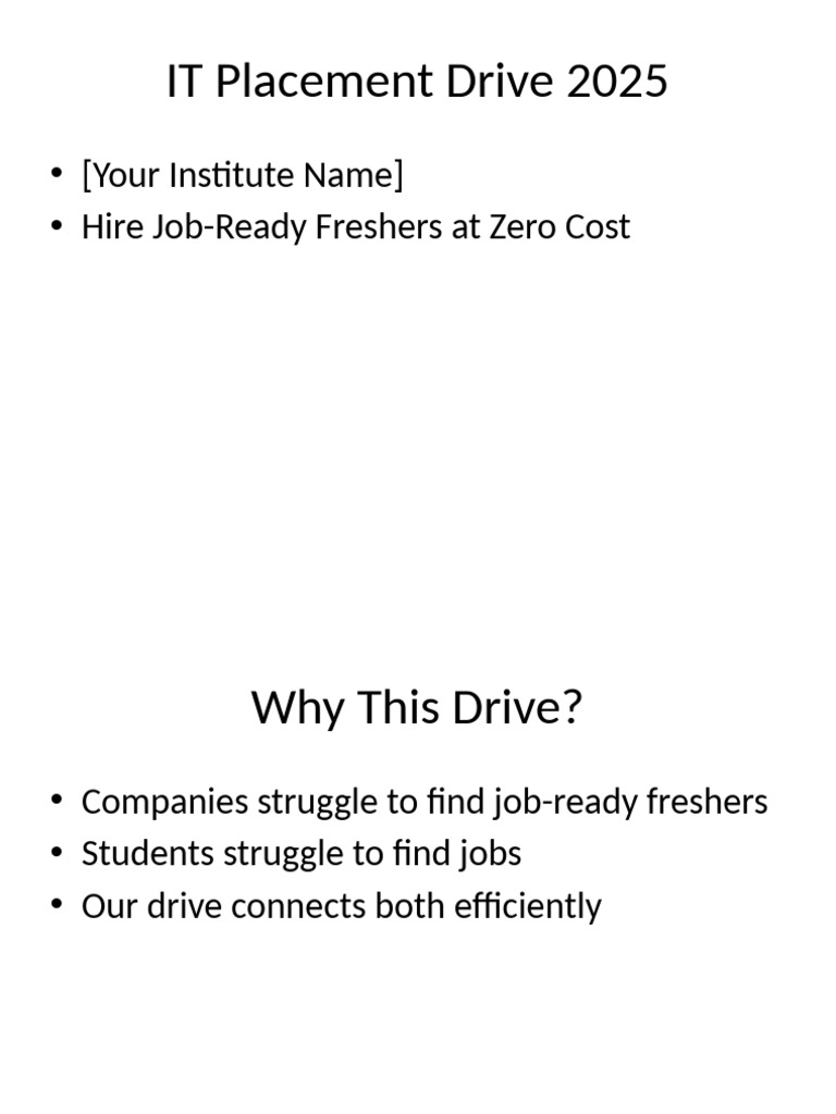 IT Placement Drive 2025: Hire Freshers Free | PDF