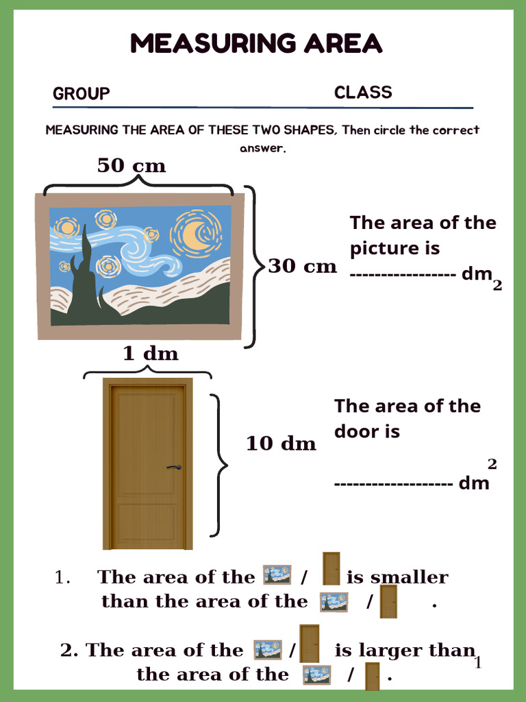 Green Illustrated Measuring Length Math Worksheet | PDF