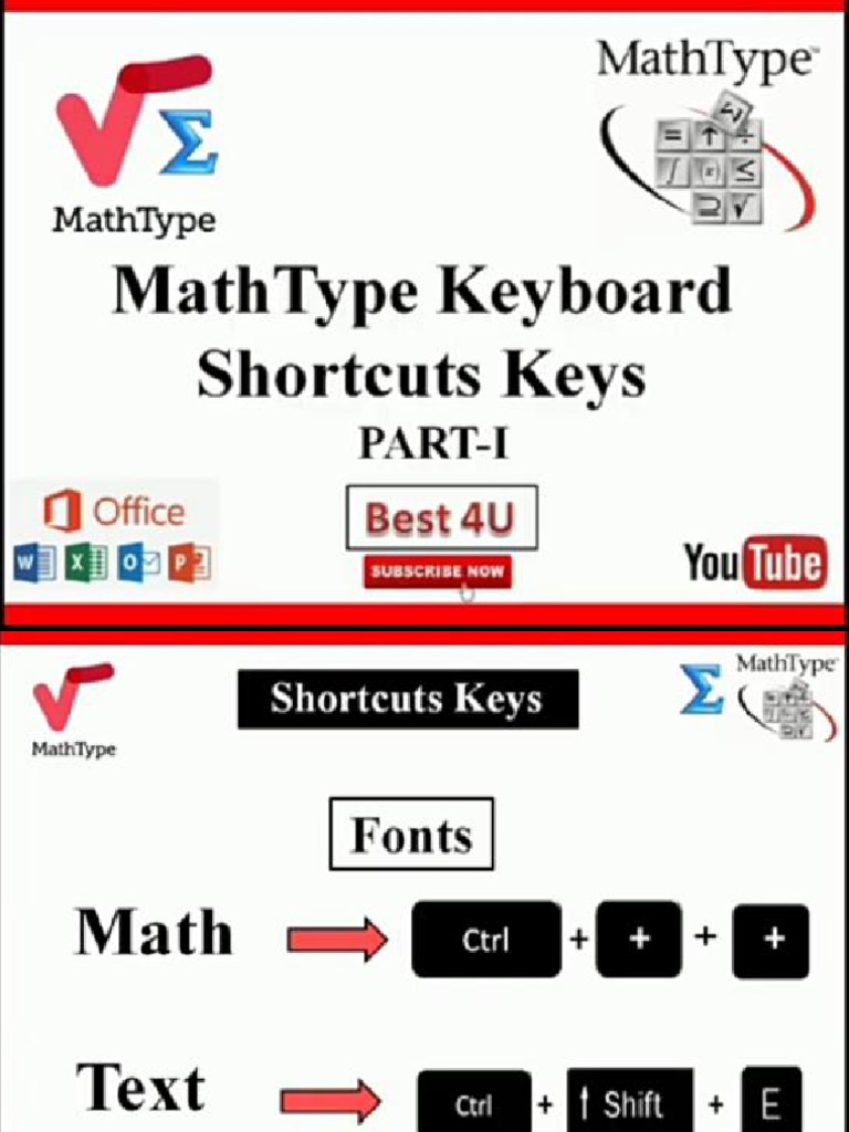 Mathtype Shortcut Keys | PDF