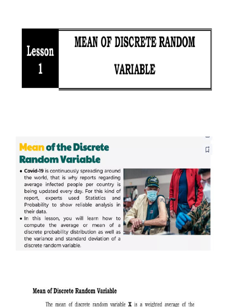 MODULE 2 Mean and Variance Ofdiscrete Random Variable | PDF
