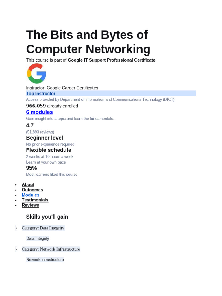 Coursera-The Bits and Bytes of Computer Networking | PDF | Computer ...