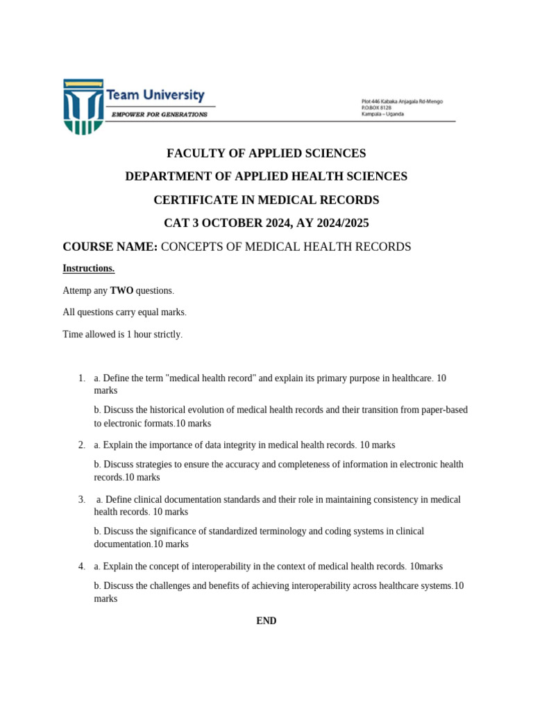 Concepts of Medical Health Records Jun24 | PDF
