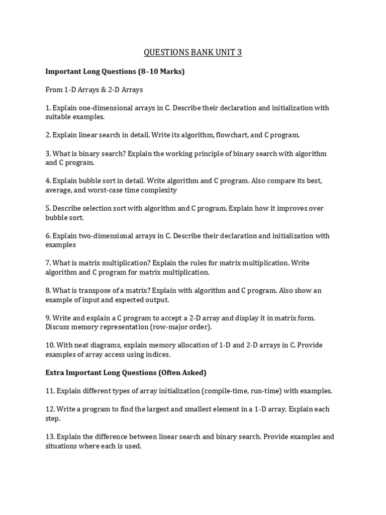 Questions Bank Unit 3 | PDF | Matrix (Mathematics) | Linear Algebra