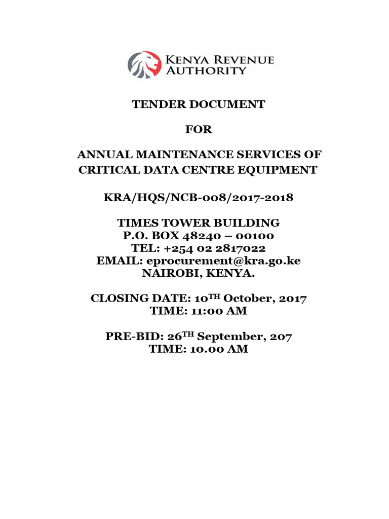 Annual Maintenance Tender for Data Centre | PDF | Specification ...