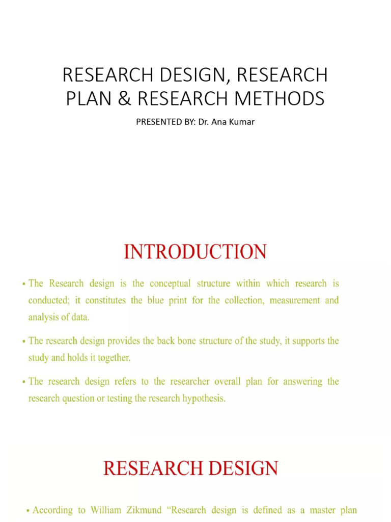 Research Design, Research Plan & Research Methods | PDF