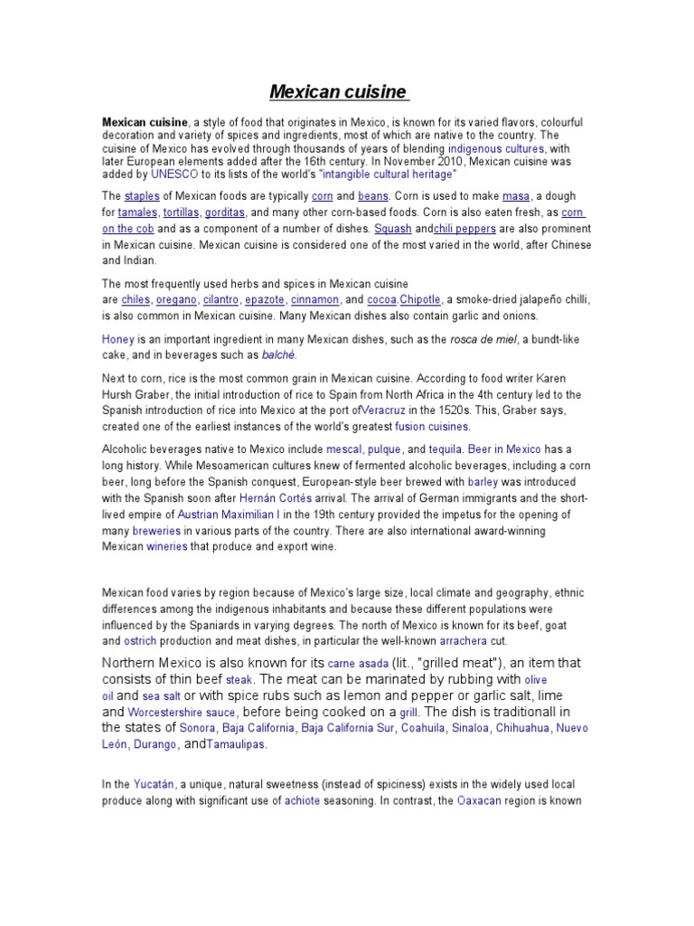 Mexican Cuisine | PDF | Mexican Cuisine | Cuisine