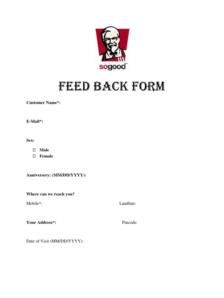 KFC Customer Feedback Form | PDF