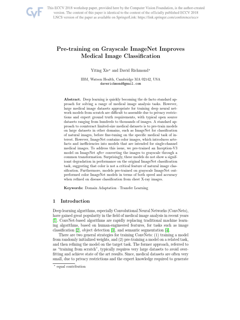 Xie Pre-Training On Grayscale ImageNet Improves Medical Image ...