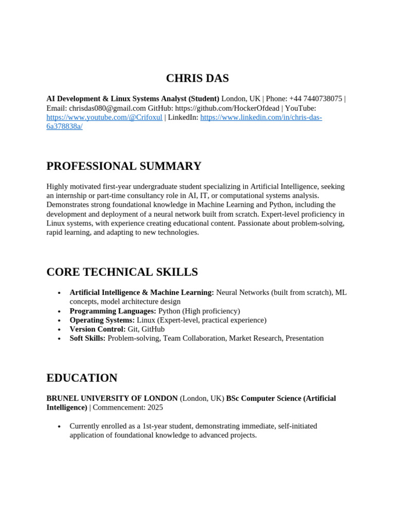 Chris Das techCV Latest | PDF | Artificial Intelligence | Intelligence ...