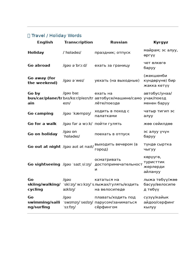 Vocabulary Holidays | PDF