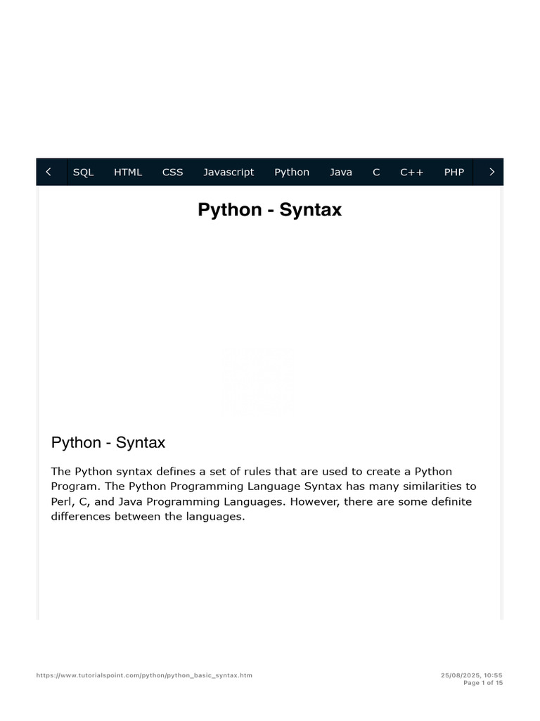 Python - Syntax | PDF | Python (Programming Language) | Reserved Word