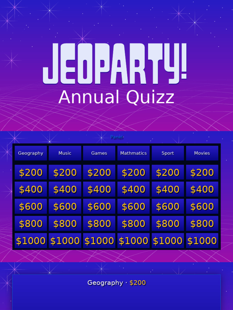 Annual Quiz Categories and Questions | PDF
