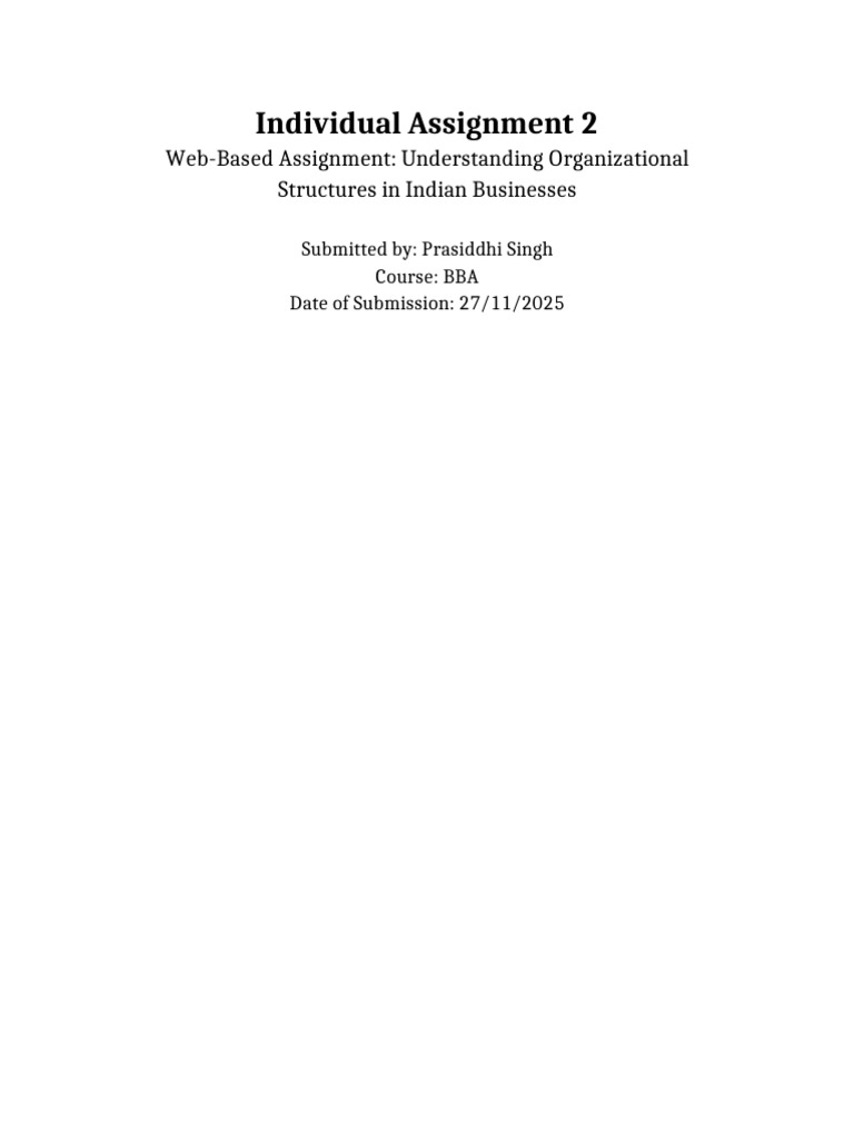 Enhanced Assignment Organizational Structure Prasiddhi Singh | PDF ...