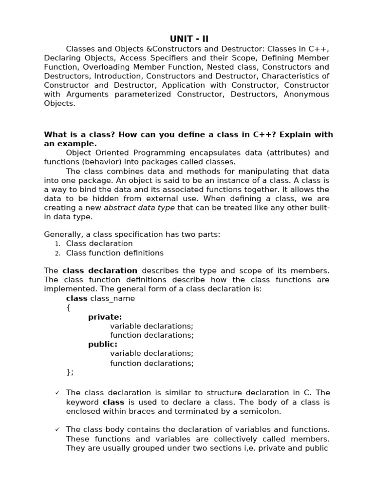 Unit 2 | PDF | Class (Computer Programming) | Programming
