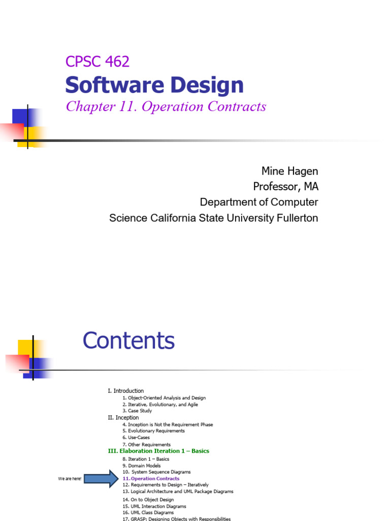 CPSC 462 Software Design Chapter 11. Operation Contracts | PDF | Use ...