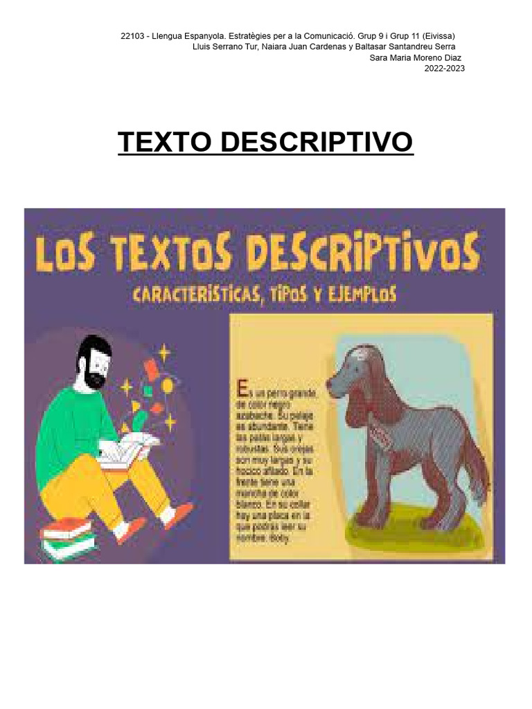 Texto Descriptivo Naiara, Lluis y Balta | PDF | Realidad | Retrato
