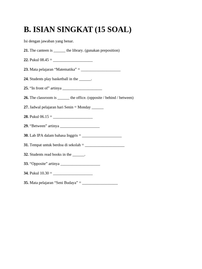 Isian Singkat | PDF