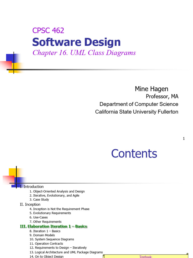 CPSC 462 Software Design Chapter 16. UML Class Diagrams | PDF | Class ...