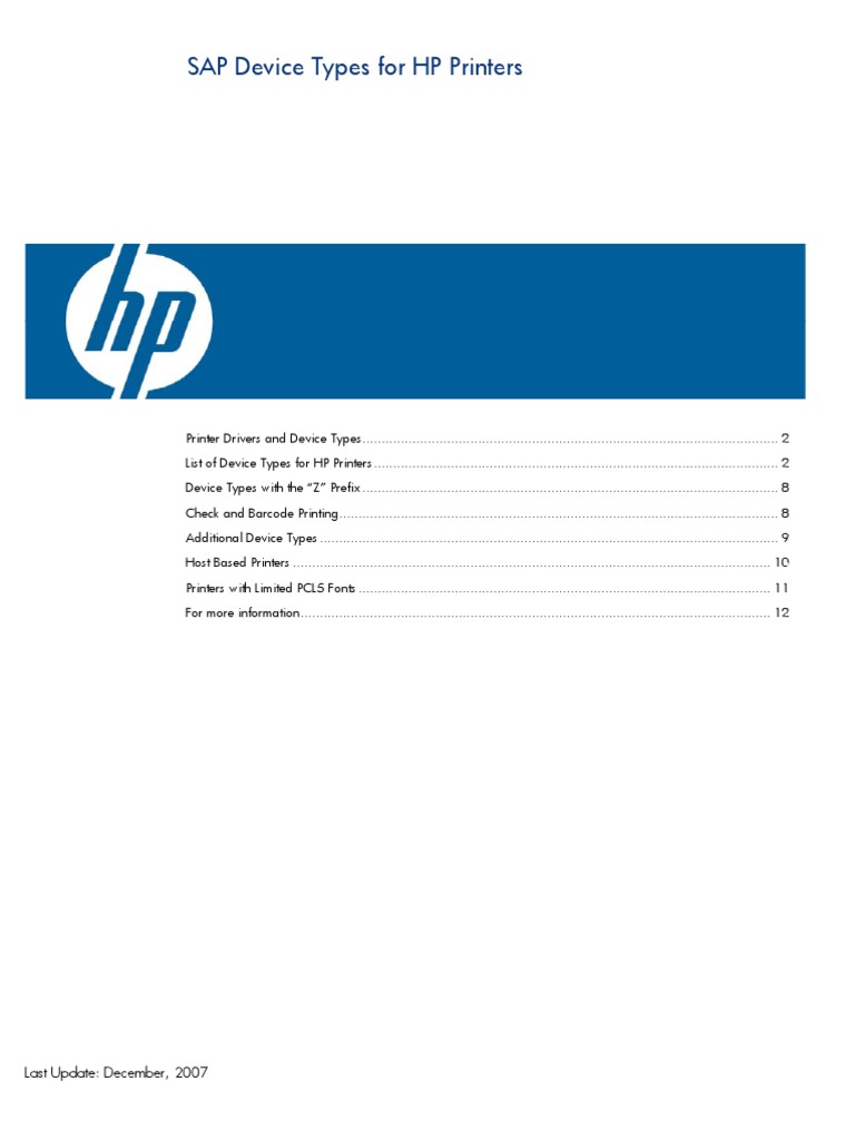 SAP Device Types For HP Printers | PDF | Printer (Computing) | Computer ...
