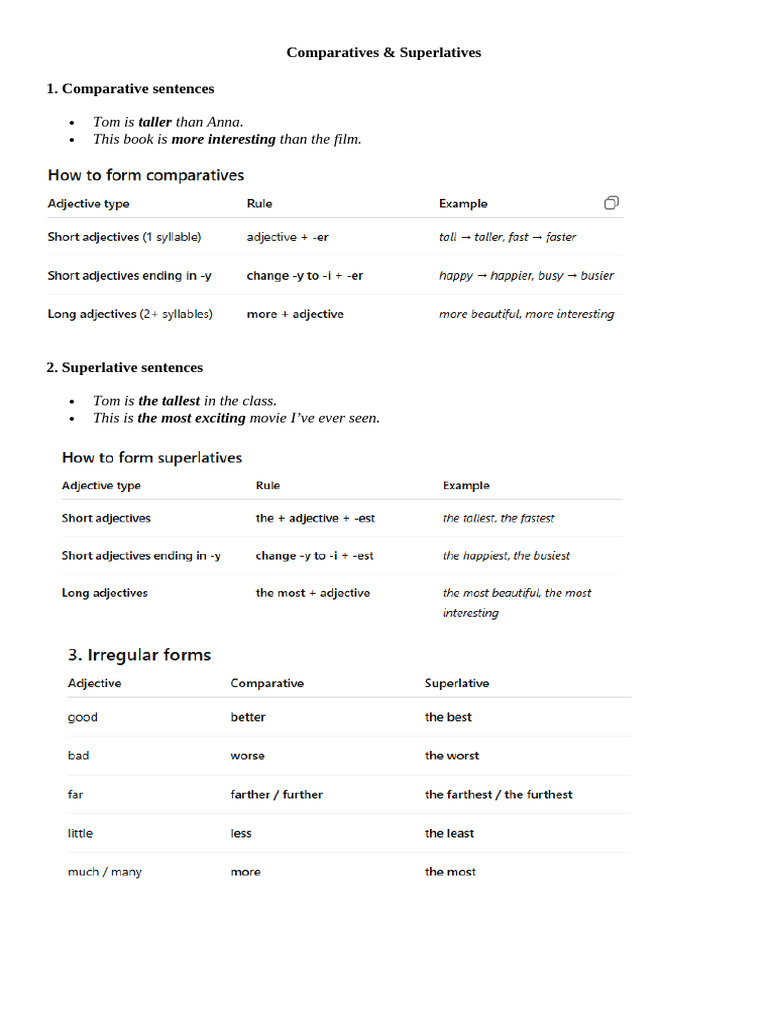 Understanding Comparatives and Superlatives | PDF