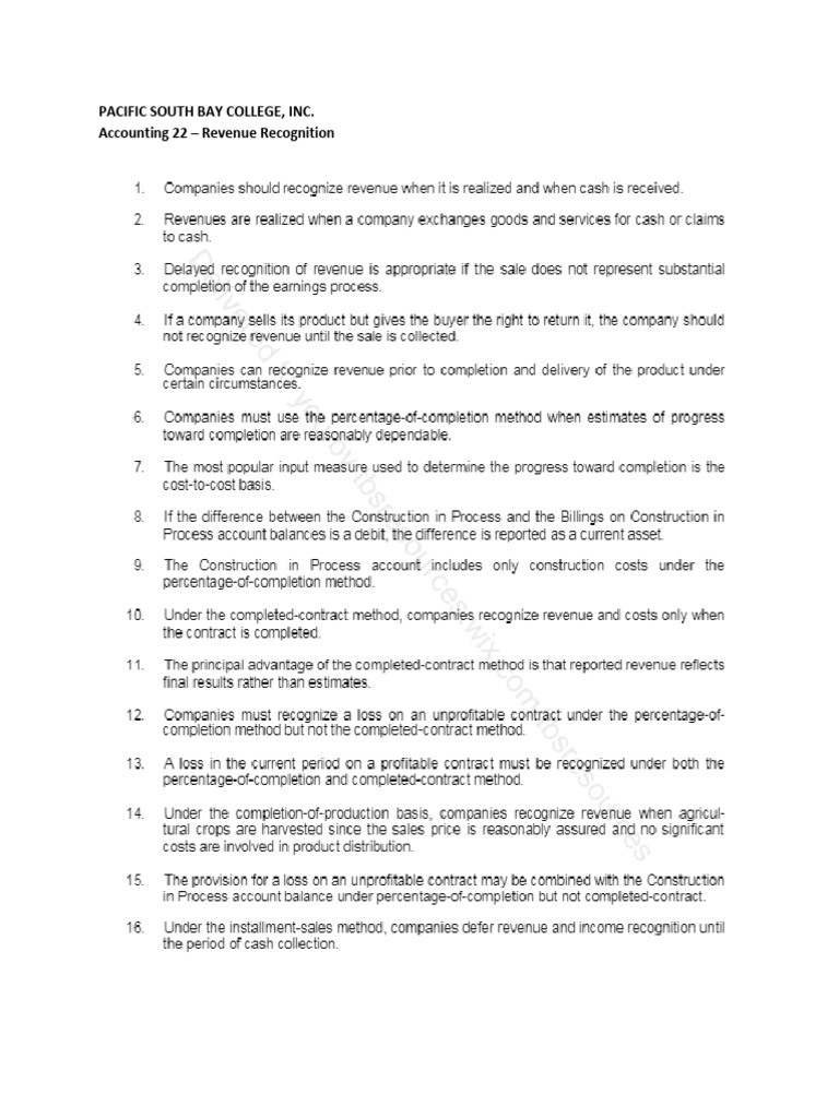 Acctg 22 Activity 1 Semi Final Revenue Recognition | PDF