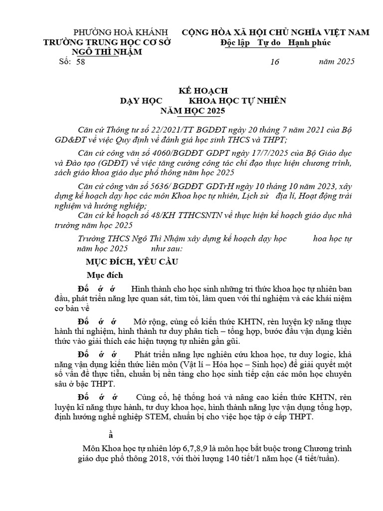 58.Kh - Day Hoc Mon KHTN | PDF