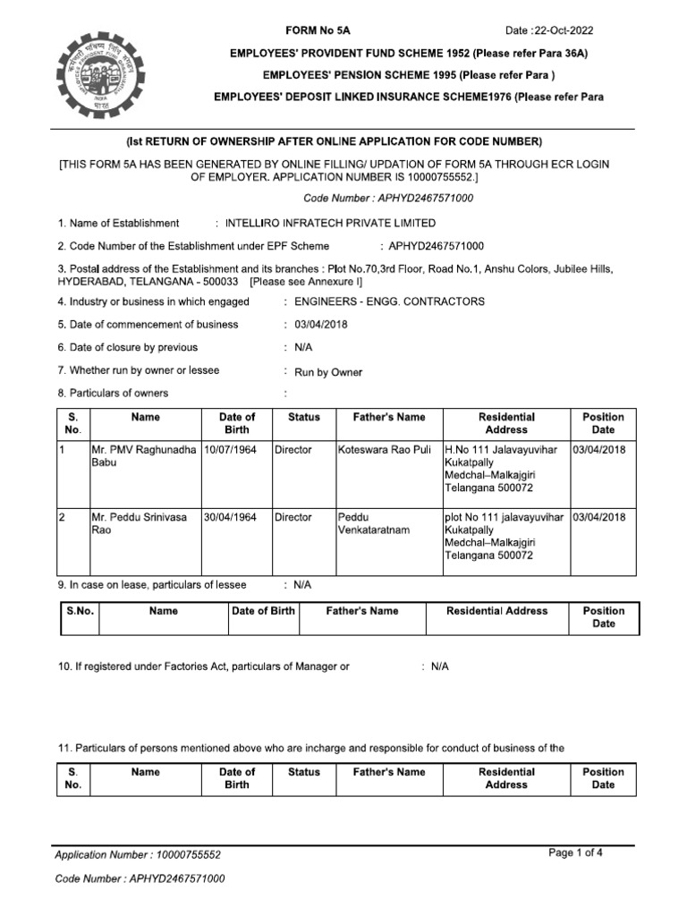 PF Registration Certificate | PDF