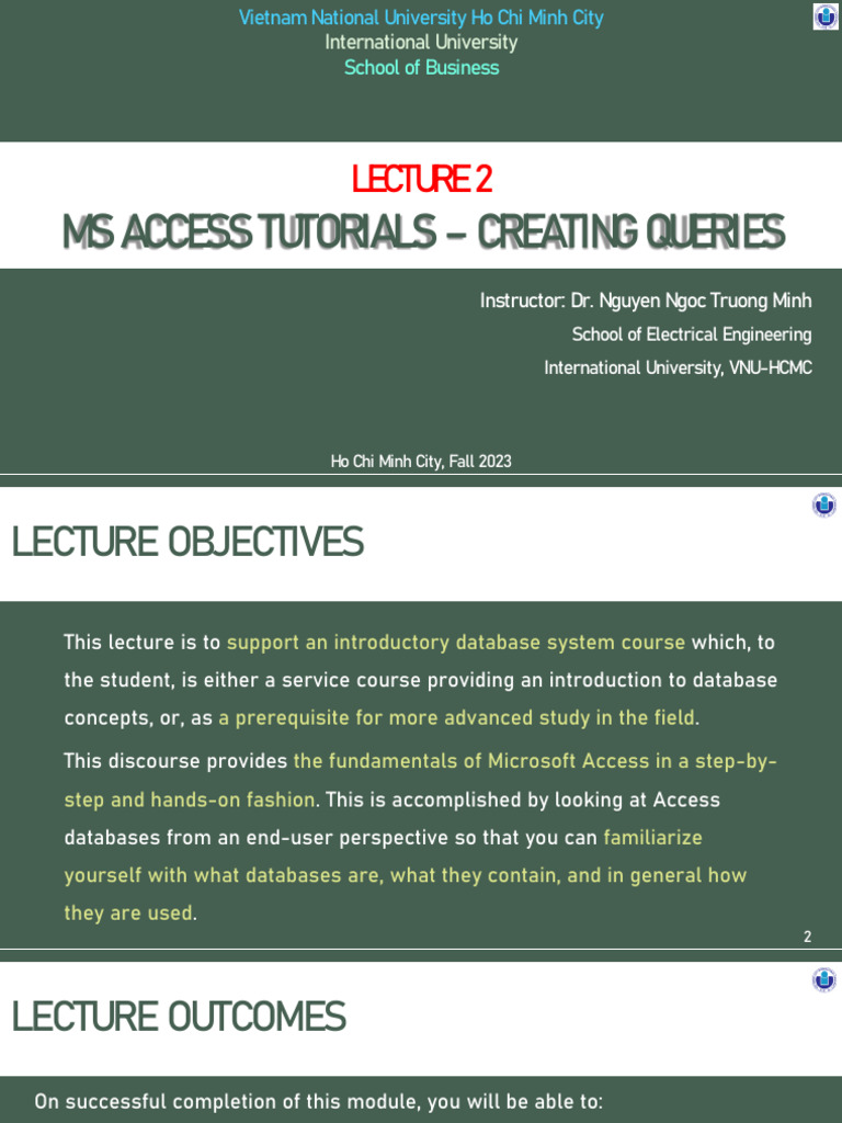 MS Access Tutorial 02 | PDF | Sql | Microsoft Access
