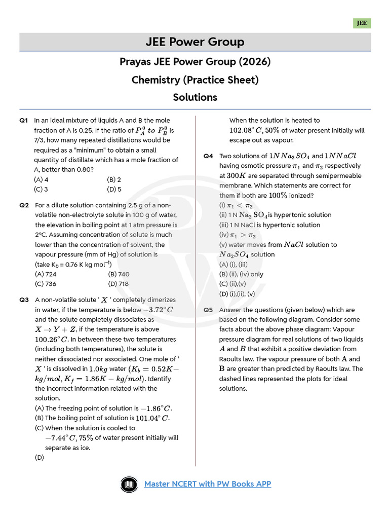 Solution Practice Sheet | PDF | Concentration | Applied And ...