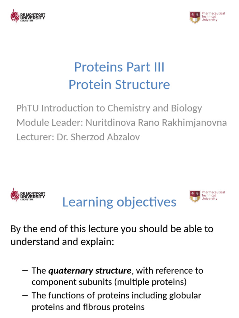 L1 B Proteins Part III | PDF | Proteins | Protein Structure