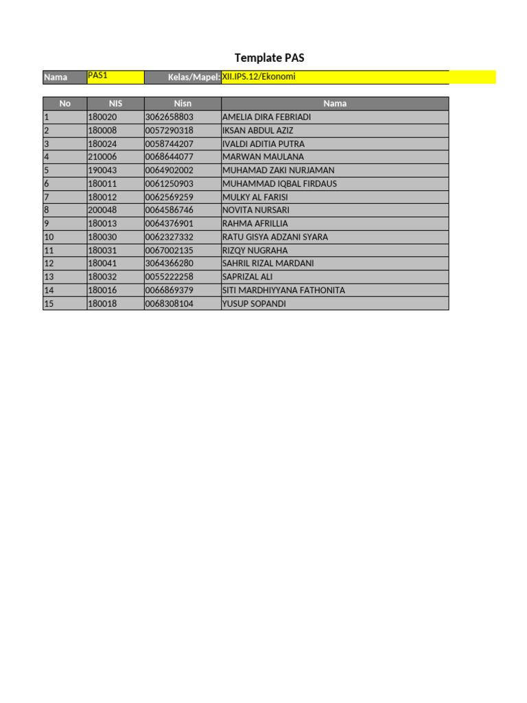 Template Pas Xii.ips.12 Sbd | PDF