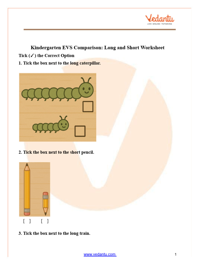 Kindergarten Comparison Long and Short Worksheet PDF[1] | PDF | Chess ...