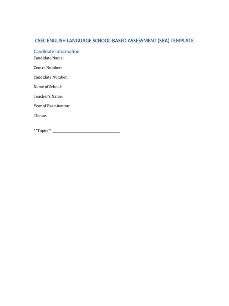CSEC English SBA Template Guide | PDF | Public Speaking | Human ...