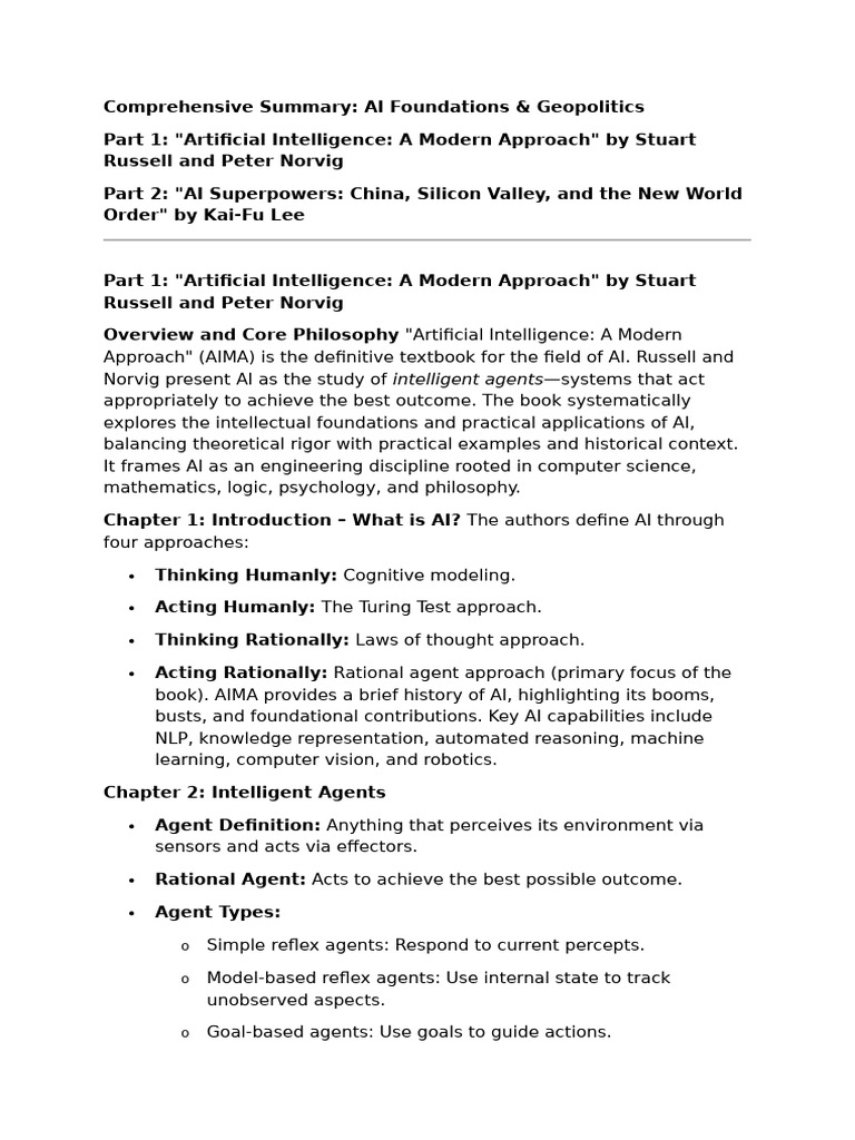 A Modern Approach Stuart Russell and Peter Norvig, AI Superpowers by ...