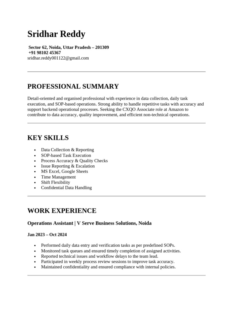 Sridhar Reddy Resume | PDF