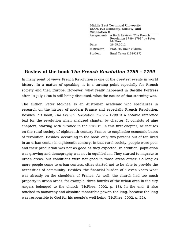 Book Review: The French Revolution 1789-1799 | PDF | Bourgeoisie ...