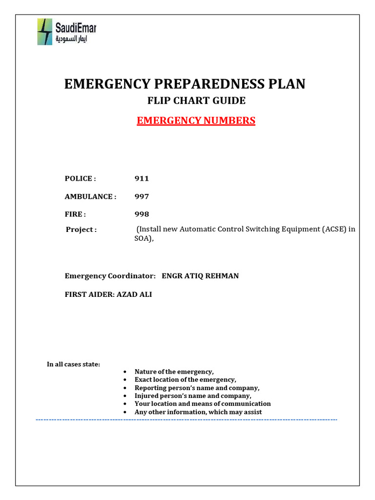 Emergency Preparedness Response Plan | PDF | Emergency | First Aid