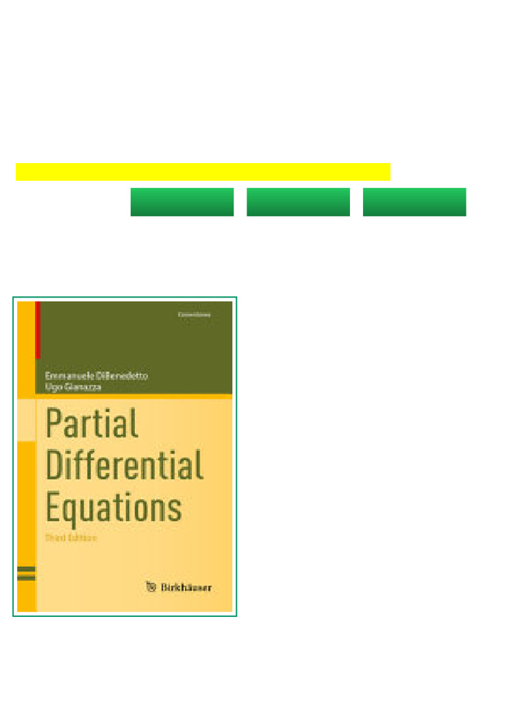 (Ebook) Partial Differential Equations (3rd Edition) by Emmanuele DiBenedetto, Ugo Gianazza ISBN ...