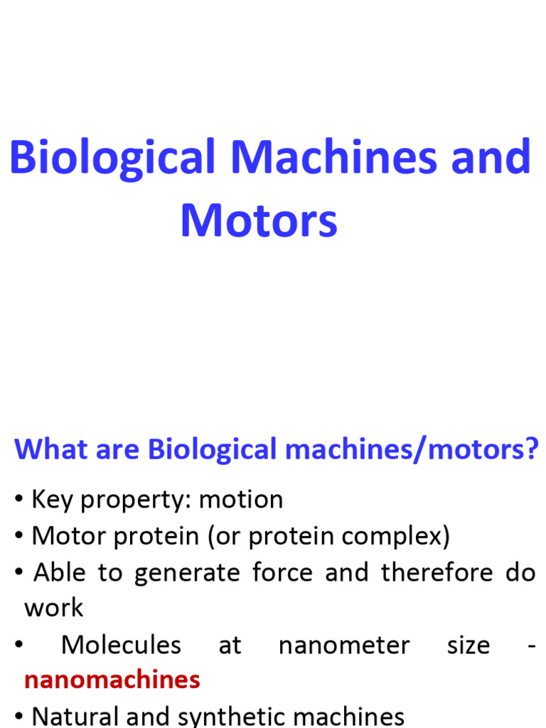 Biological Machines and Motors Cytoskeletal Motor Proteins, ATP ...