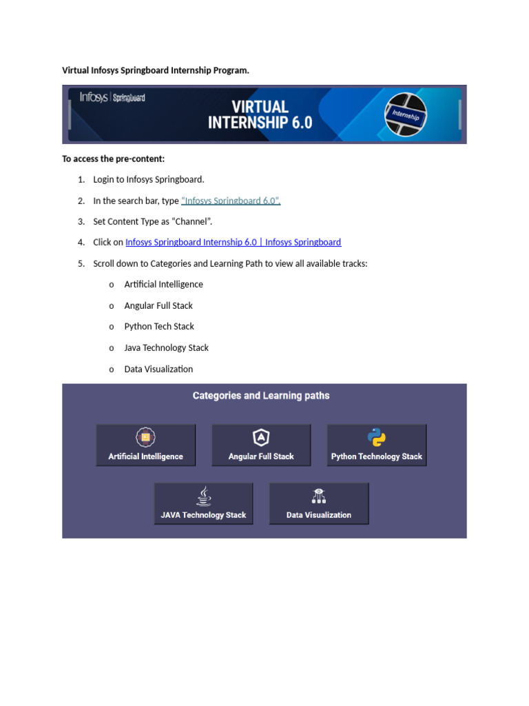 Infosys SPringboard 6.0 Pre-Contents Details | PDF