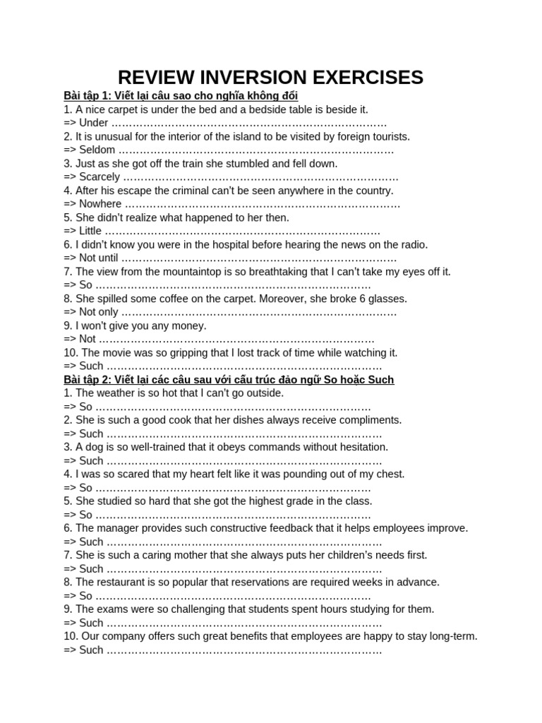 Review Inversion Exercises | PDF