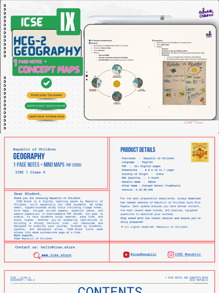 ICSE Class 9 Geography Study Notes | PDF | Geography