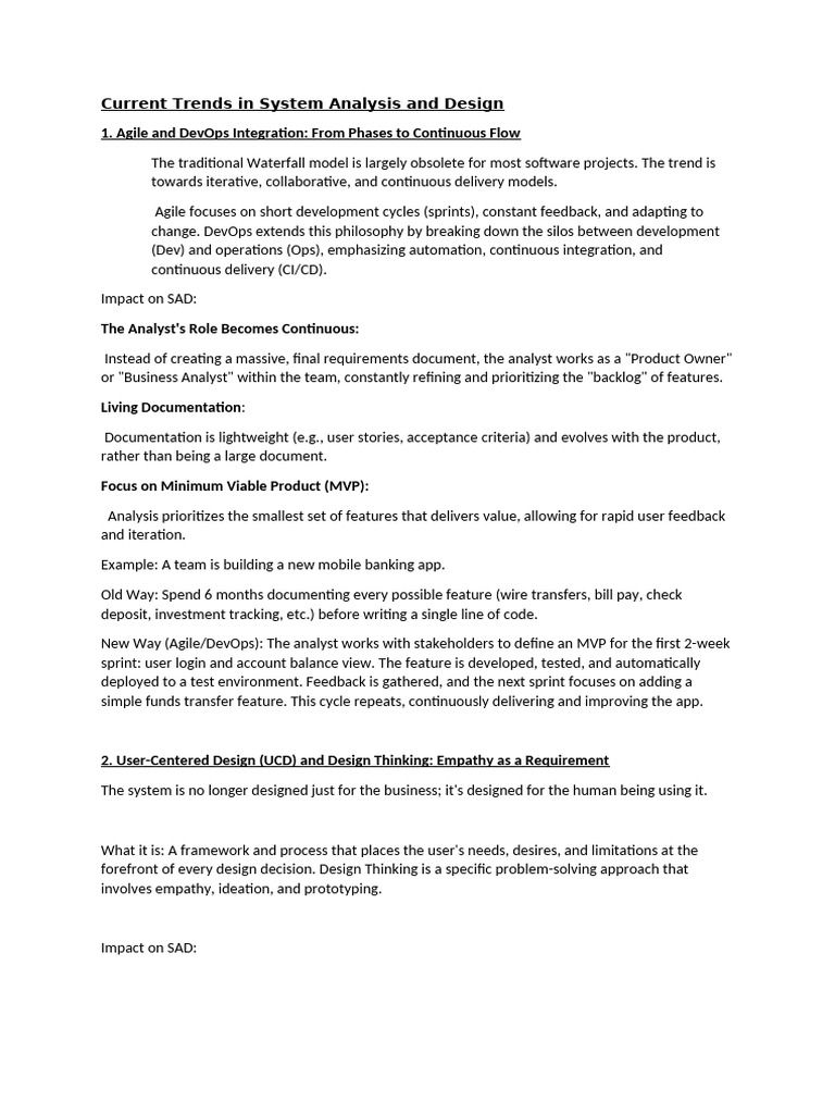Current Trends in System Analysis and Design Assignment | PDF | Agile ...